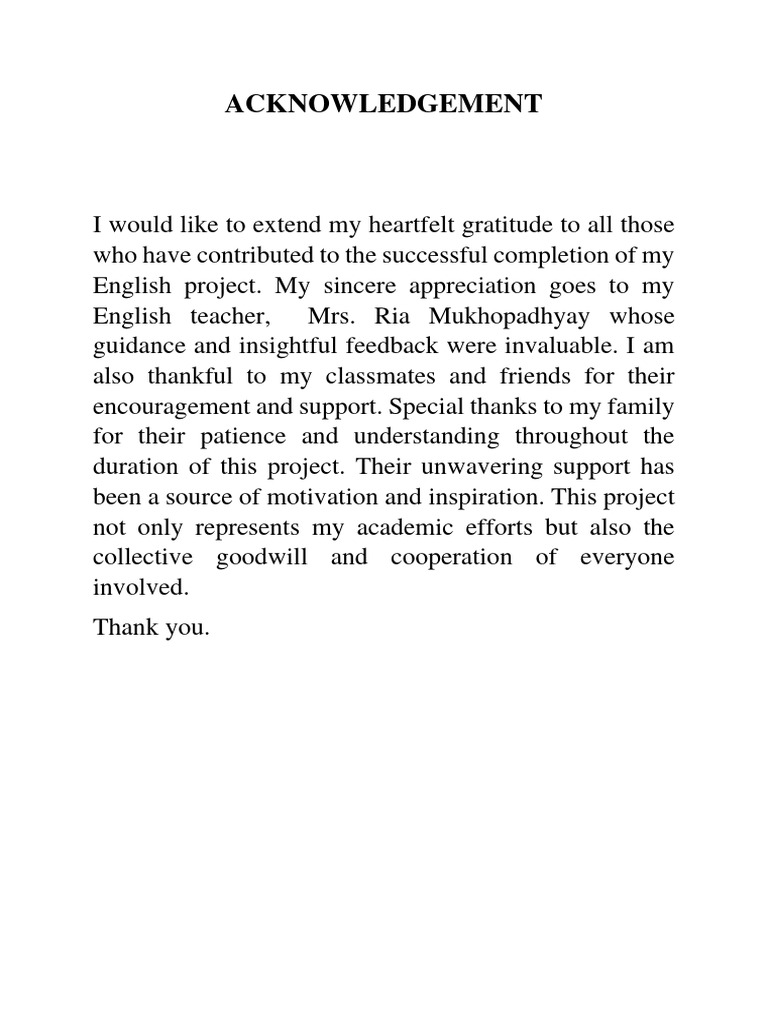 Acknowledgement | PDF | Career & Growth | Wellness