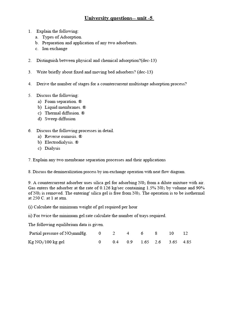 Unit - 5 Word | PDF | Adsorption | Membrane