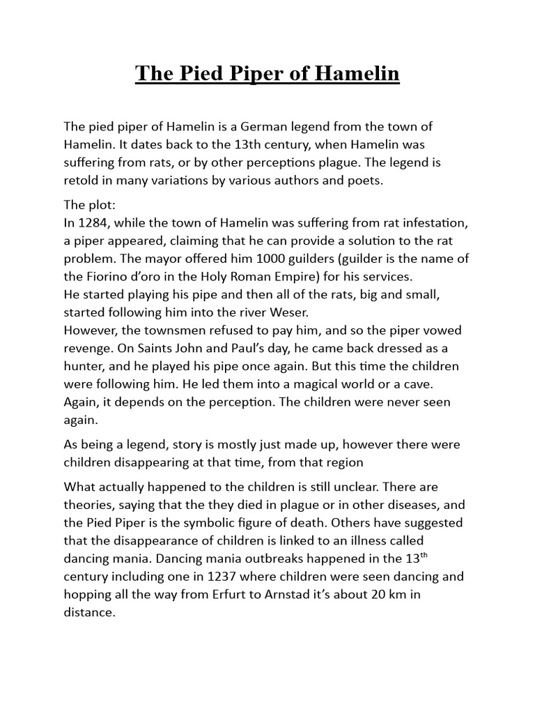 The Pied Piper of Hamelin | PDF | Legends | Rat