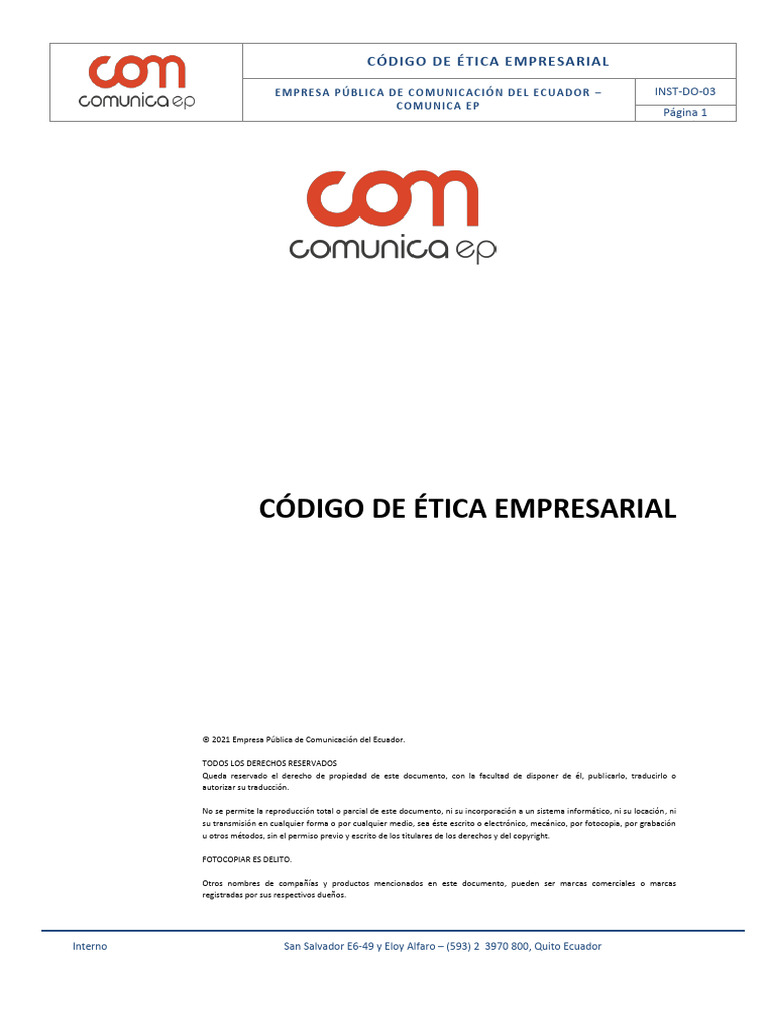 Código_de_ética_empresarial | PDF | Business | Ecuador