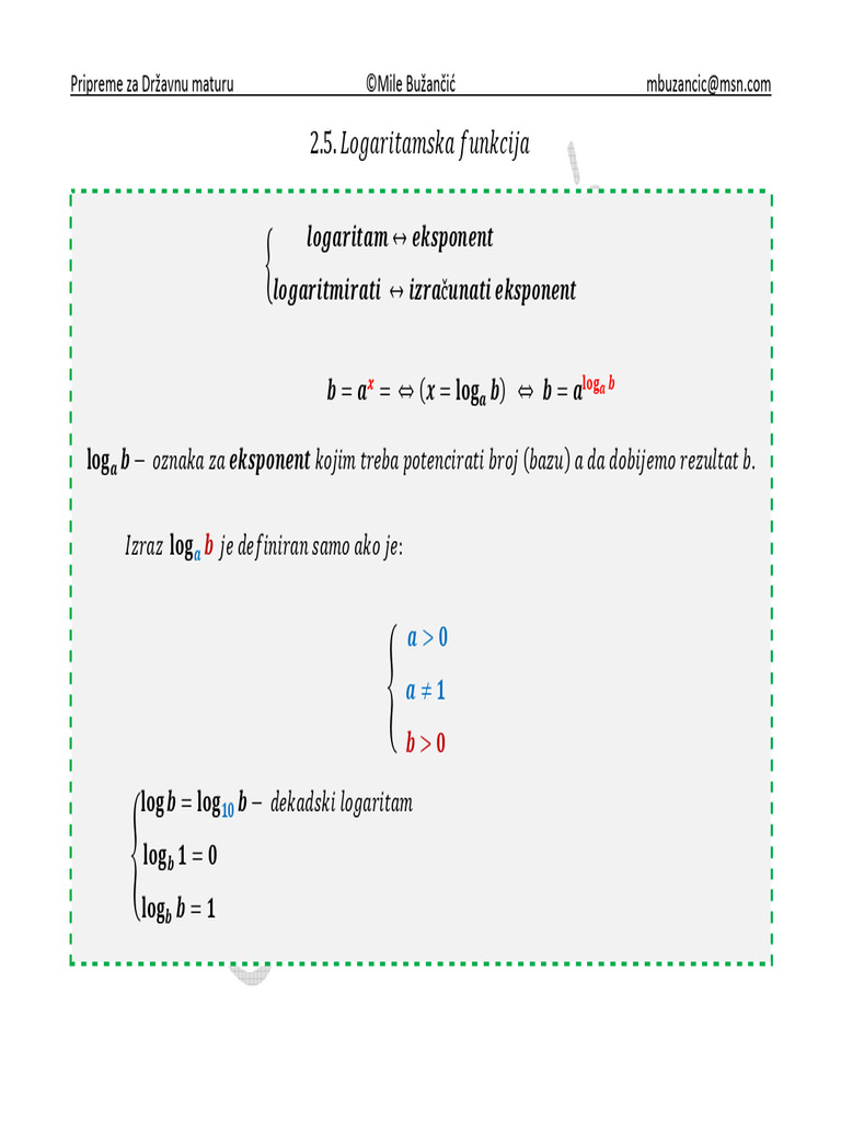 RM 11 Logaritamska Funkcija Trinom 2024 | PDF