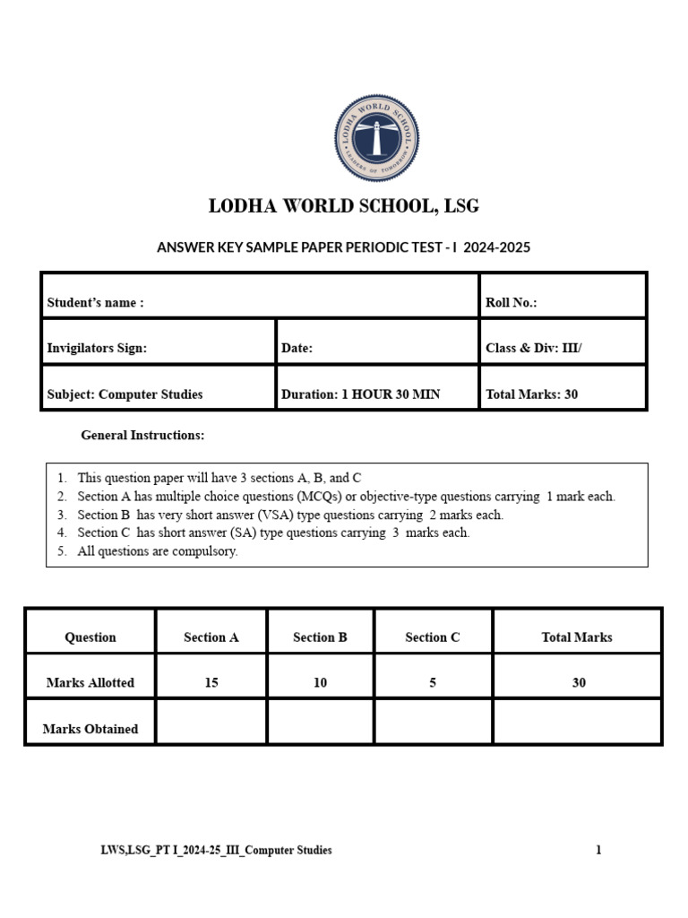 Ak Sample Pti III Computer Studies QP 24-25 | PDF | Icon (Computing ...