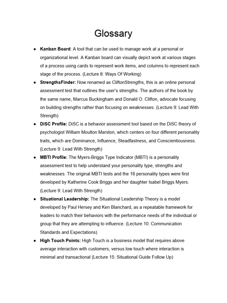 Key Business Management Terms Explained | PDF | Leadership ...