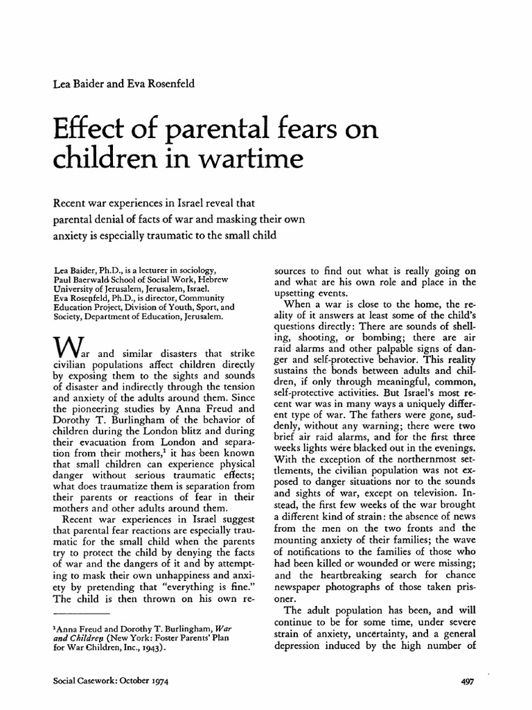 Impact of Parental Fears on Children in War | PDF | Fear | Psychology