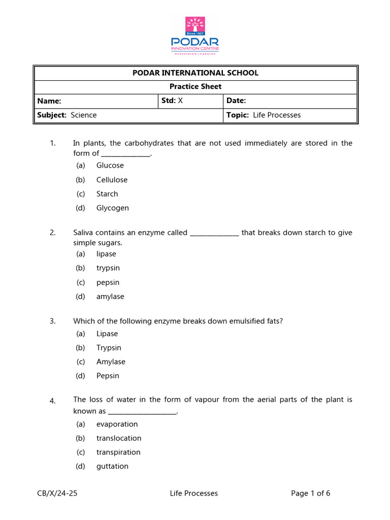 Life Processes in Plants and Animals | PDF | Cellular Respiration | Biology