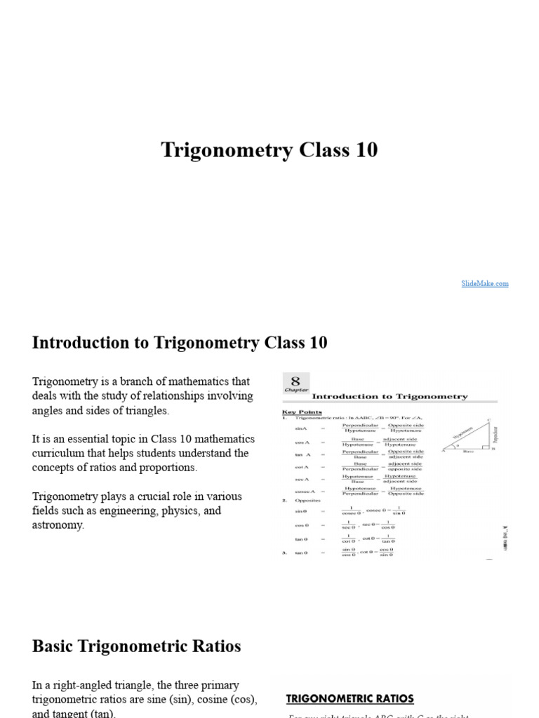 Introduction-to-Trigonometry Class 10 | PDF | Trigonometry ...