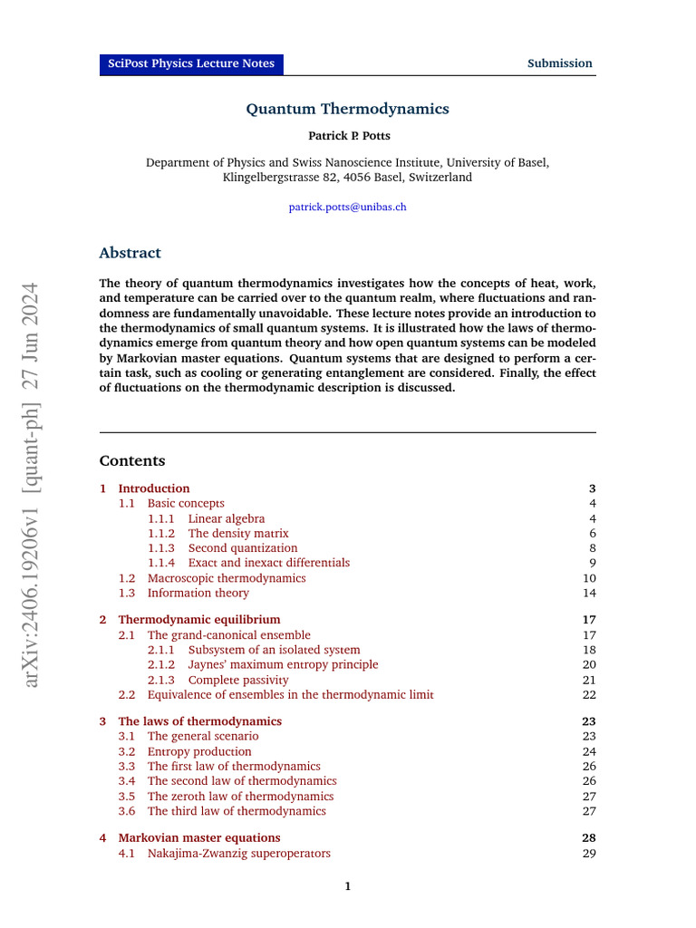 Quantum Thermodynamics | PDF | Heat | Thermodynamics