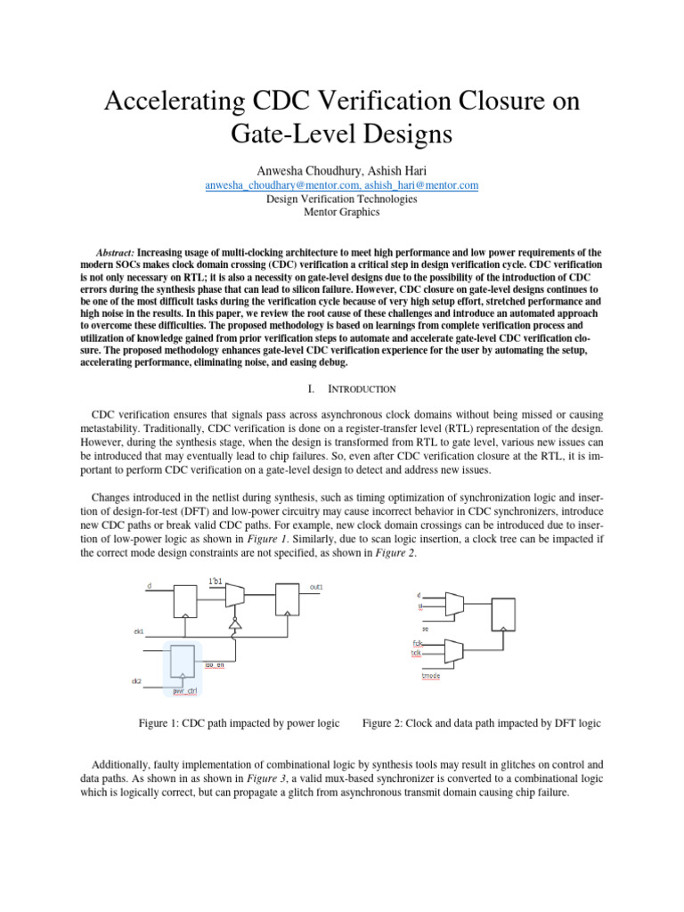 Accelerating Cdc Verification Closure on Gate Level Designs | Download ...