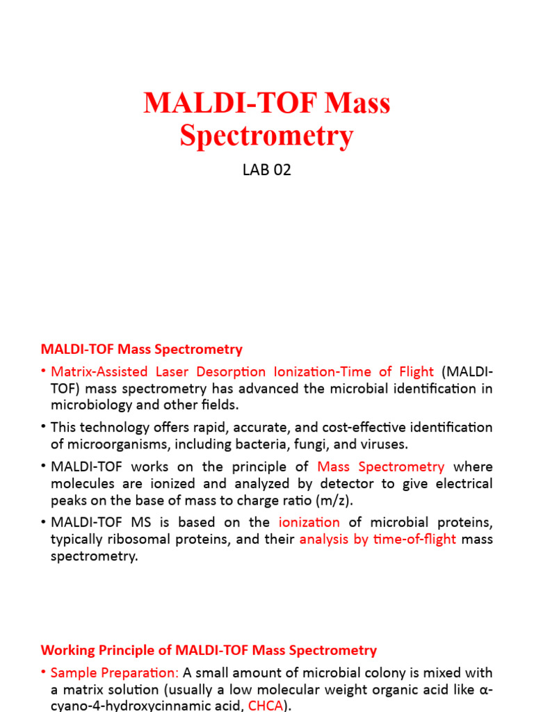 MALDI-TOF Mass Spectrometry... | PDF | Mass Spectrometry | Time Of ...
