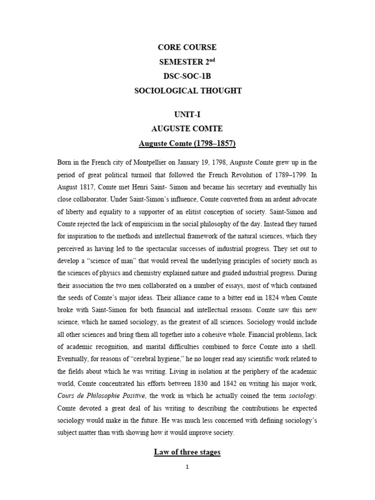 Sociological Thought: Comte & Durkheim | PDF | Positivism | Max Weber