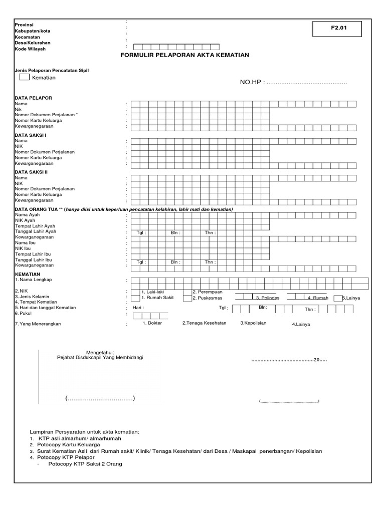 Template Formulir F-201 | PDF