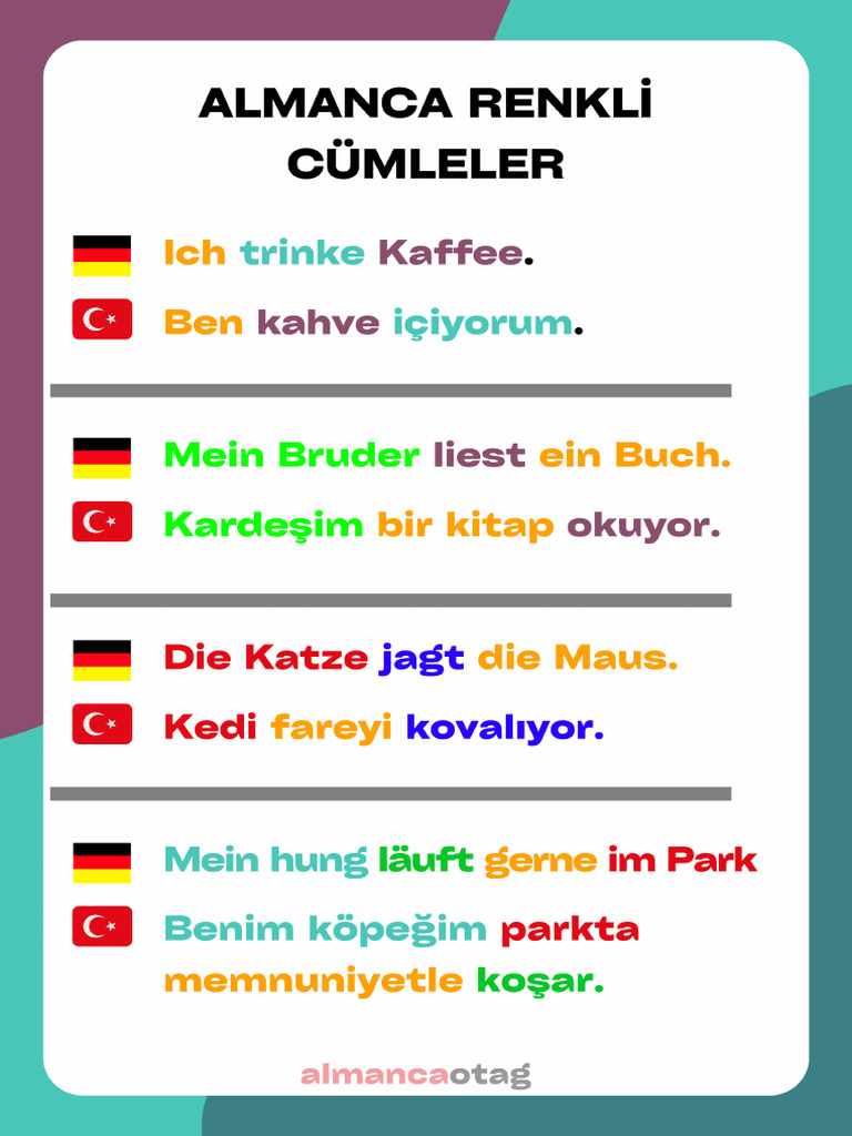 Almanca Renkli Cümleler | PDF