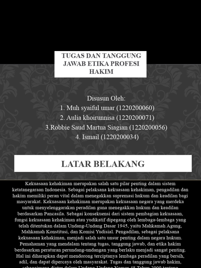 Tugas Dan Tanggung Jawab Etika Profesi Hakim | PDF | Hukum