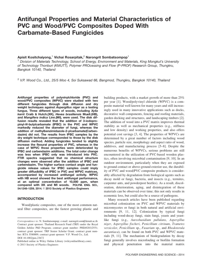 Antifungal Properties and Material Characteristics of PVC and Wood/PVC ...