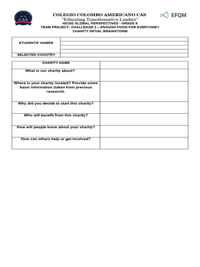 Charity Initial Brainstorm | PDF