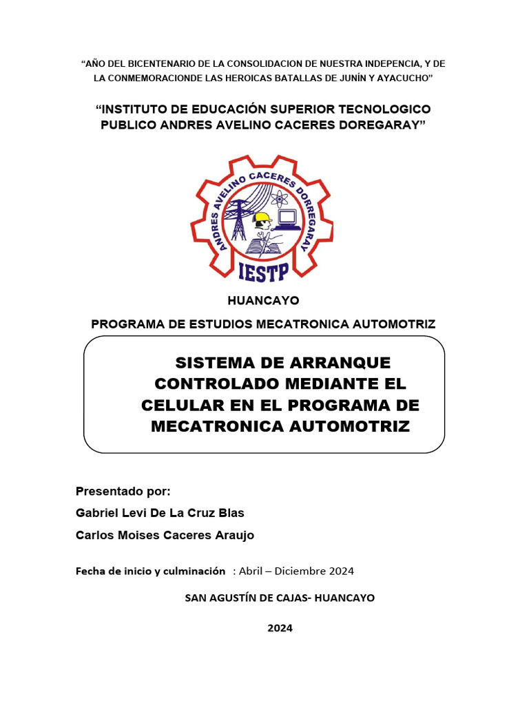 Proyecto-SISTEMA DE ARANQUE CONTROLADO MEDIANTE EL CELULAR EN EL ...
