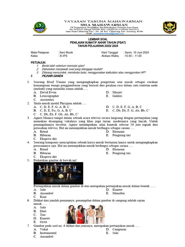 Soal Uas Seni Budaya Kelas Xi | PDF | Puisi