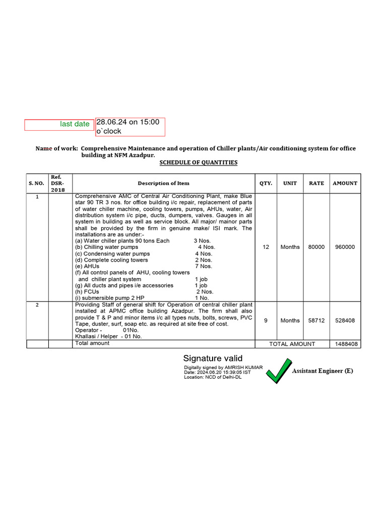 chiller boq 1 | PDF | Air Conditioning | Equipment