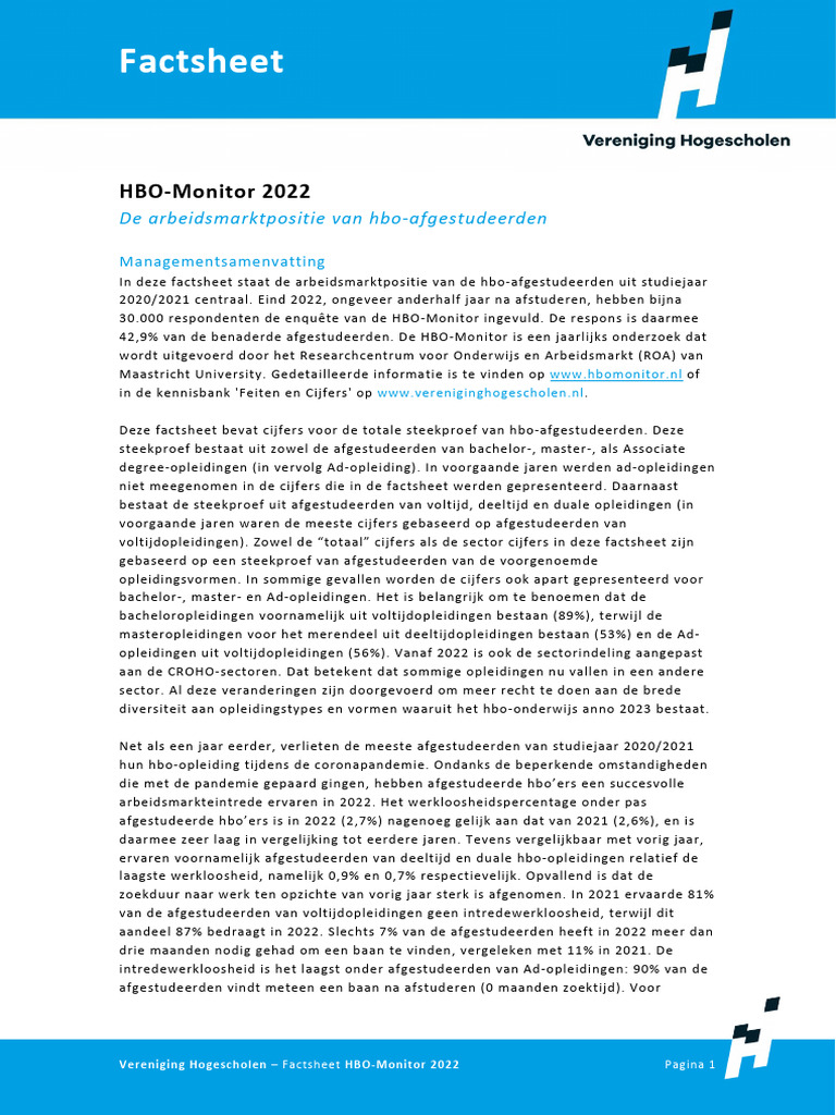 Factsheet HBO-Monitor 2022 | PDF