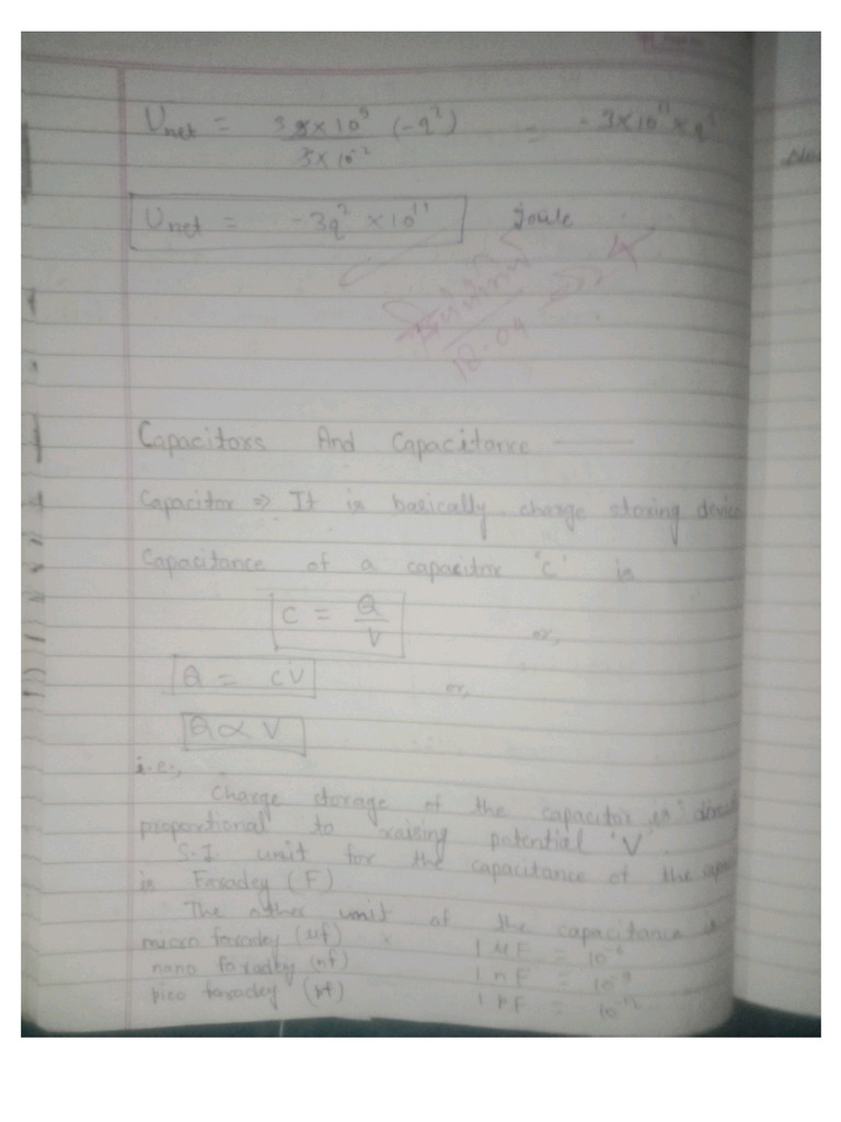 Physics 1st CH Capacitance of A Capacitor | PDF