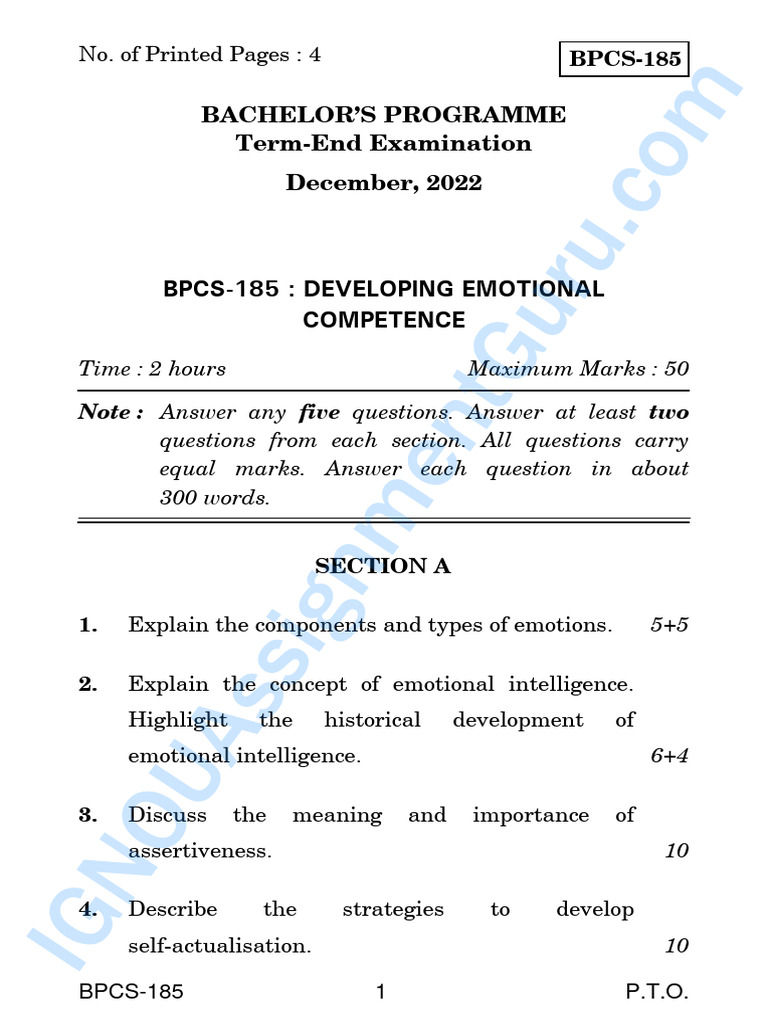 Dec - 2022 BPCS-185 | PDF | Behavioural Sciences | Social Psychology