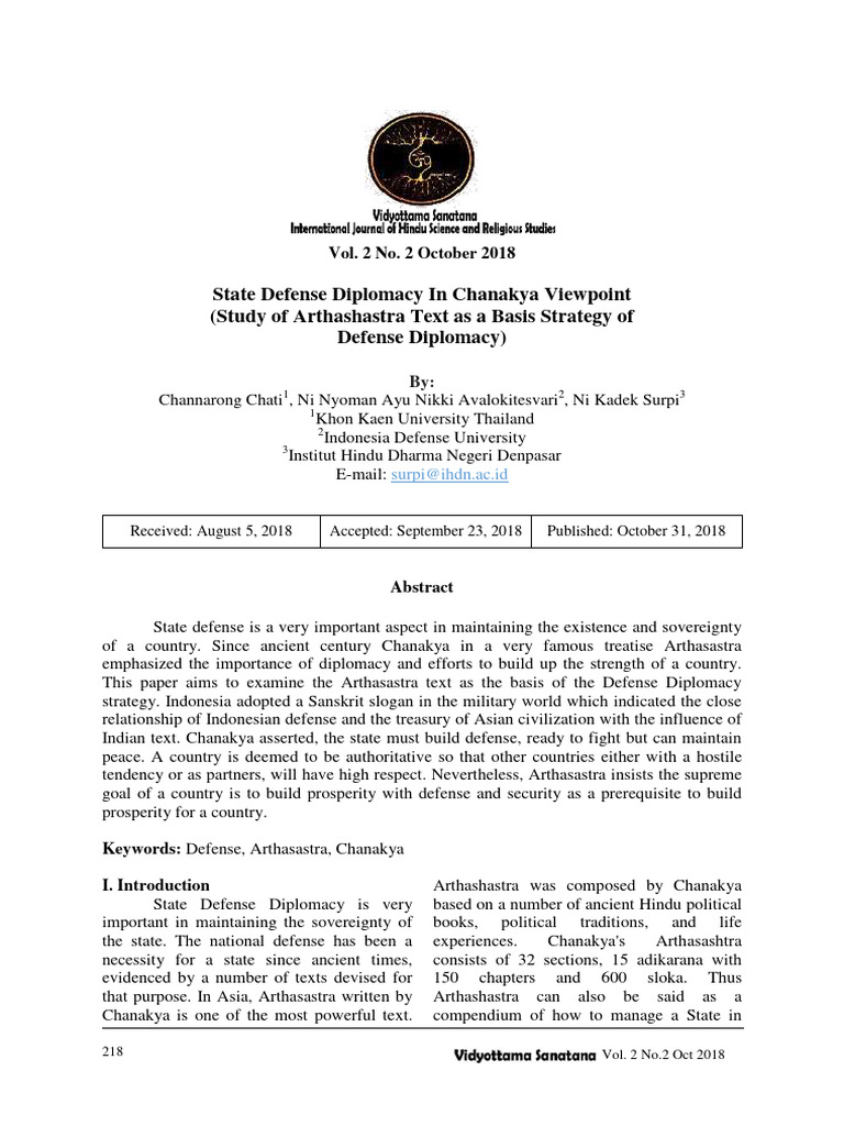 Chanakya's Defense Diplomacy Insights | PDF