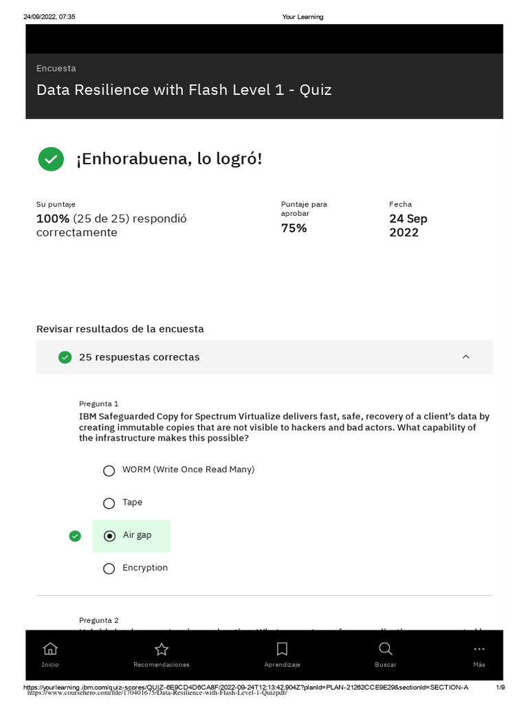 Data Resilience With Flash Level 1 Quiz PDF | PDF | Ransomware | Backup