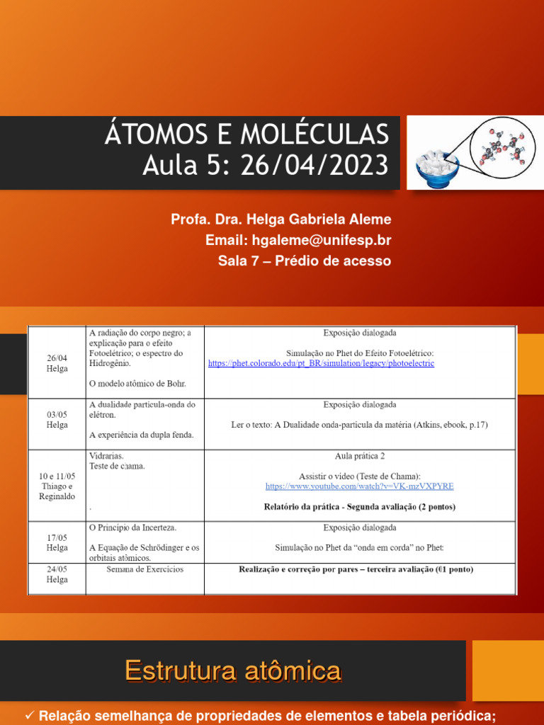 Aula 5 Atomos e Moleculas (1) - 230524 - 103934 | PDF | Ondas | Elétron