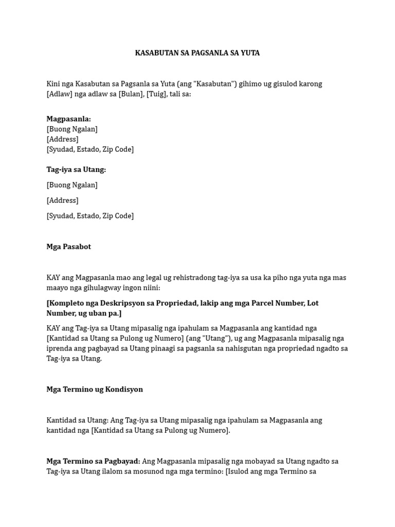 Kasabutan Sa Pagsanla Sa Yuta | PDF
