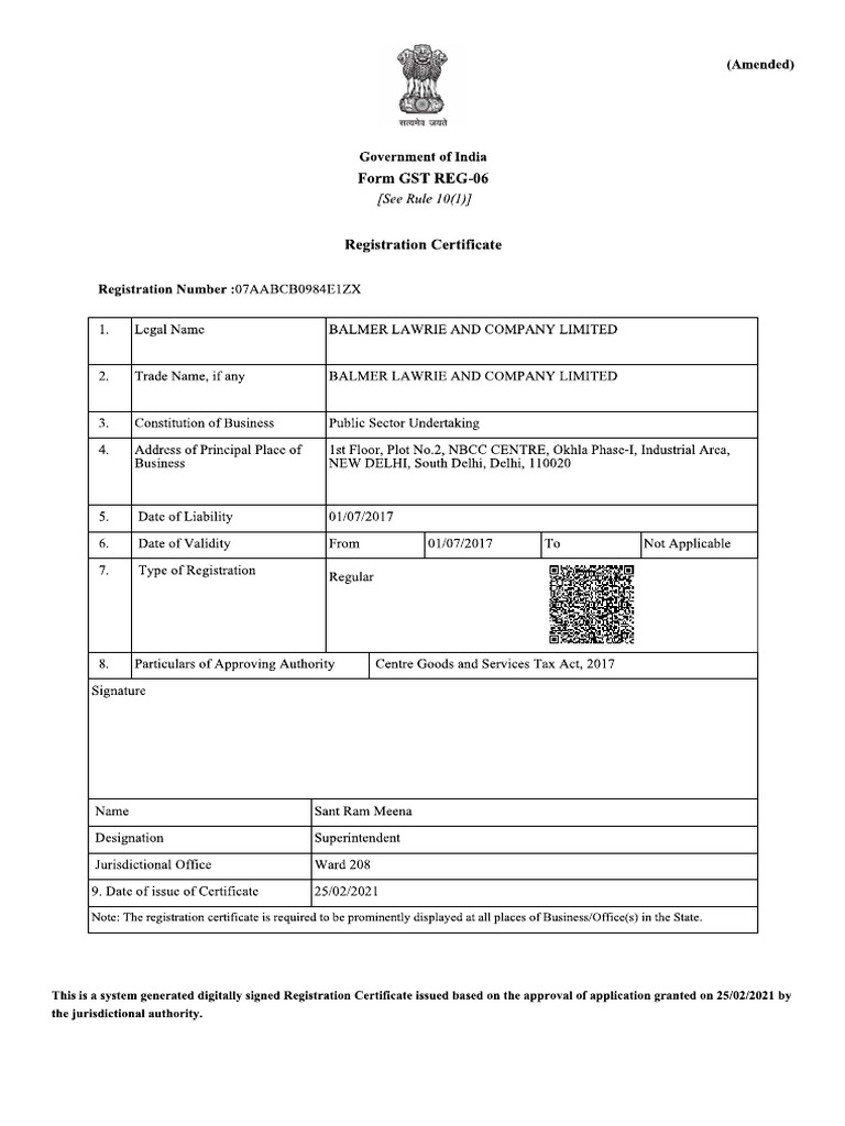 GST Certificate Delhi | PDF
