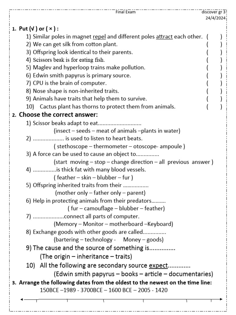 Grade 3 Final Exam Review Guide | PDF | Zoology