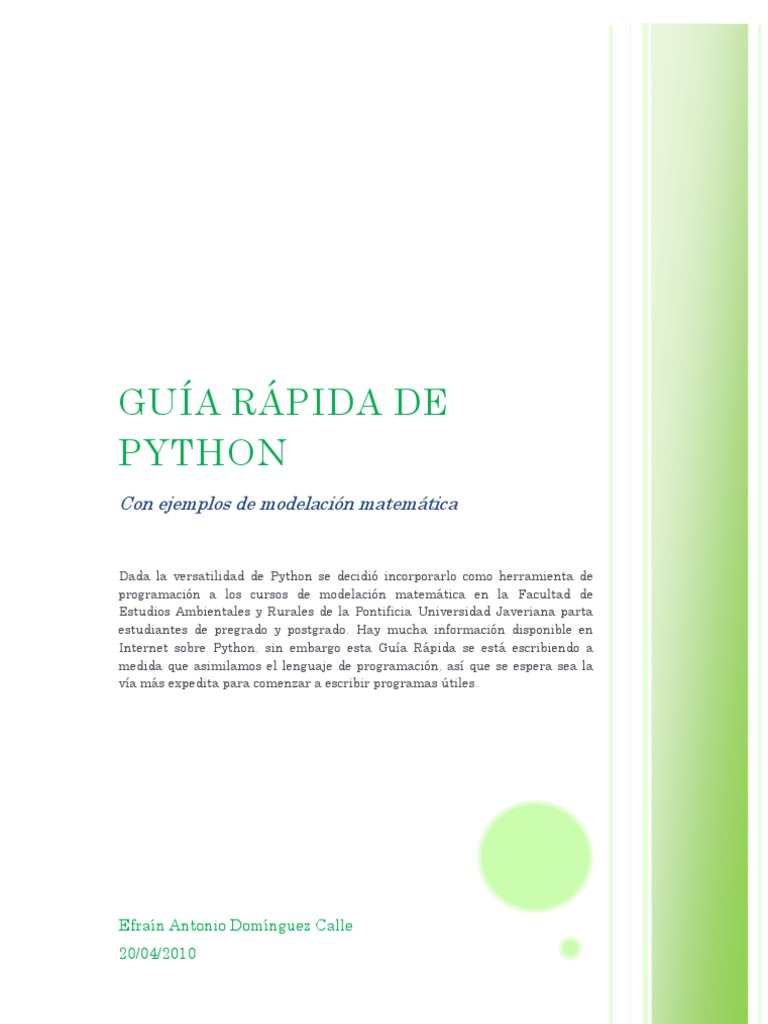 Guía Rápida de Python | PDF | Estructura de datos de matriz | Python ...