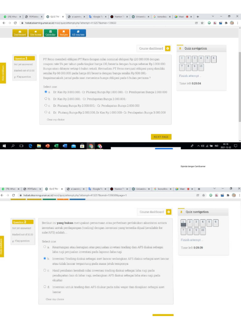 Quiz Akun TM 13 (Invest) Nilai 100 | PDF