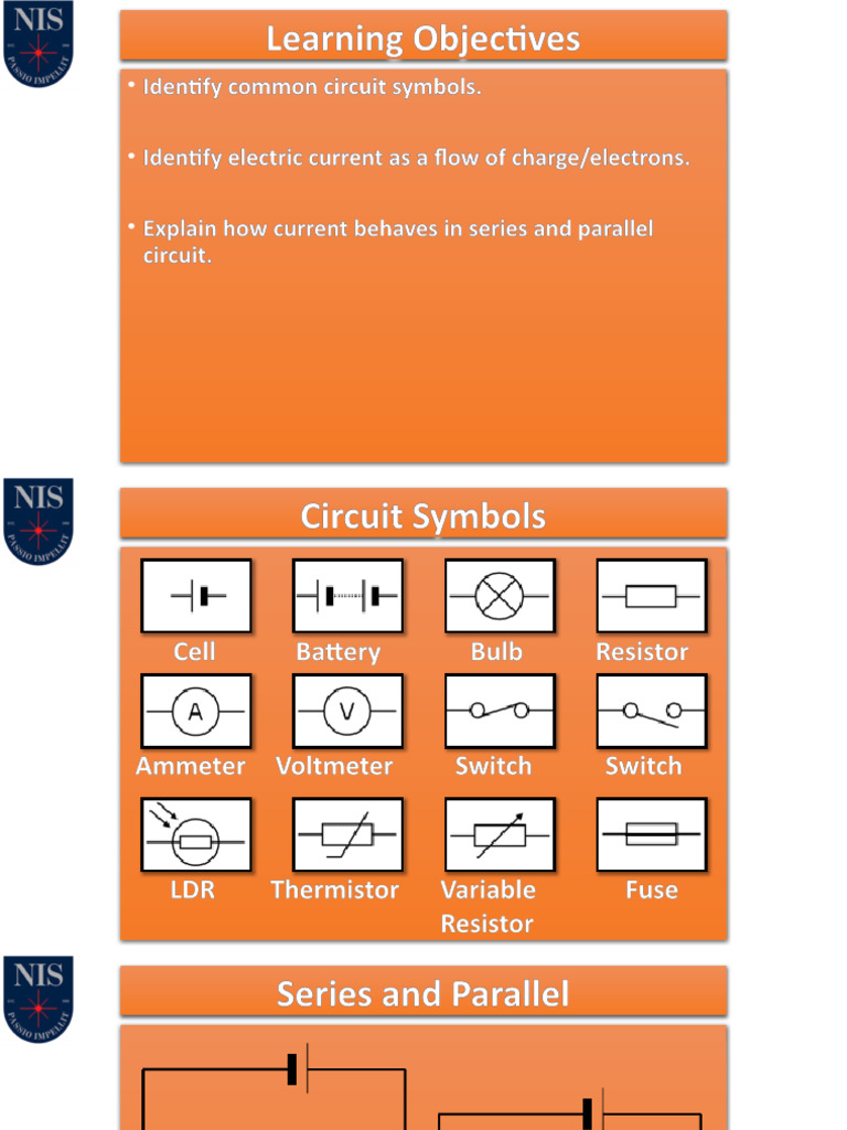 Identify Common Circuit Symbols. Identify Electric Current As A Flow of ...