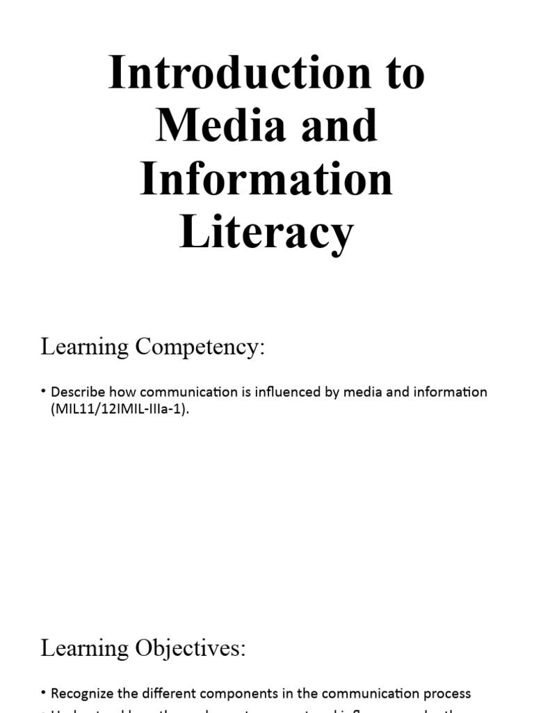 Introduction To Media and Information Literacy | PDF | Communication ...