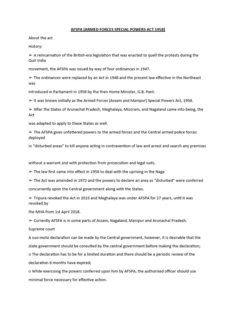 AFSPA Act | PDF | Government | Human Rights