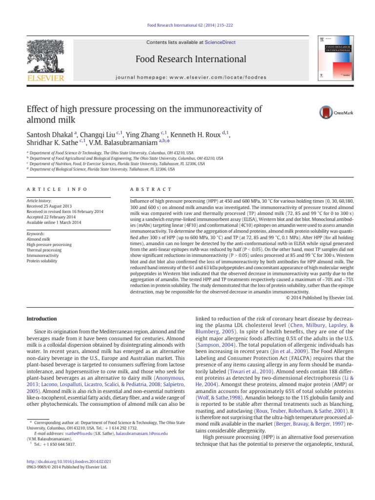 Effect of High Pressure Processing | PDF | Gel Electrophoresis ... Effect of High Pressure Processing | PDF | Gel Electrophoresis ...