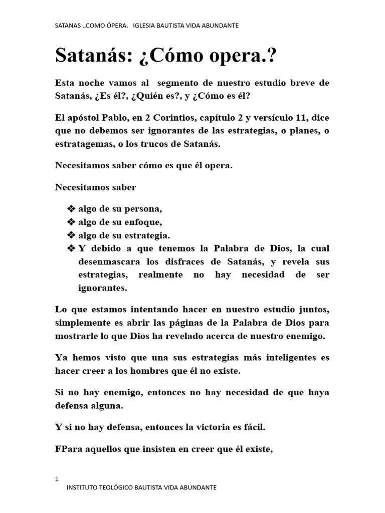 Satanas Como Opera | PDF | Satán | Demonios