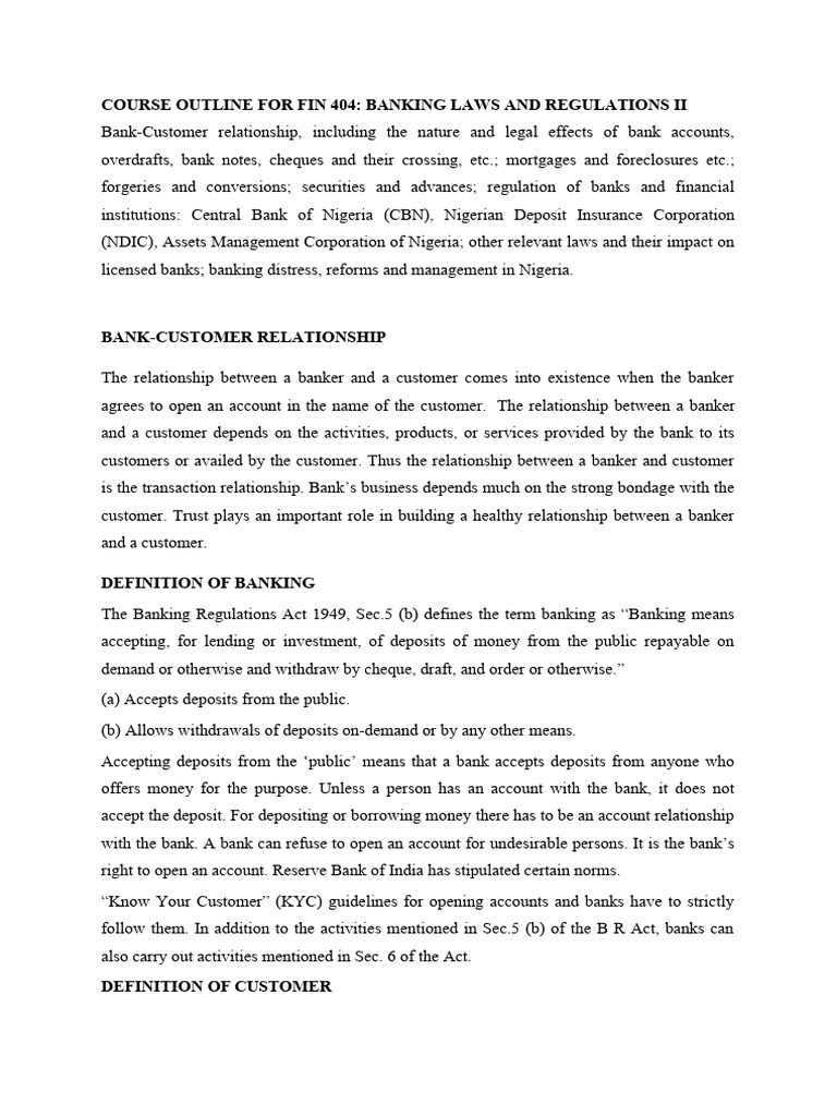 Banking Laws and Regulations II Outline | PDF | Banks | Lease