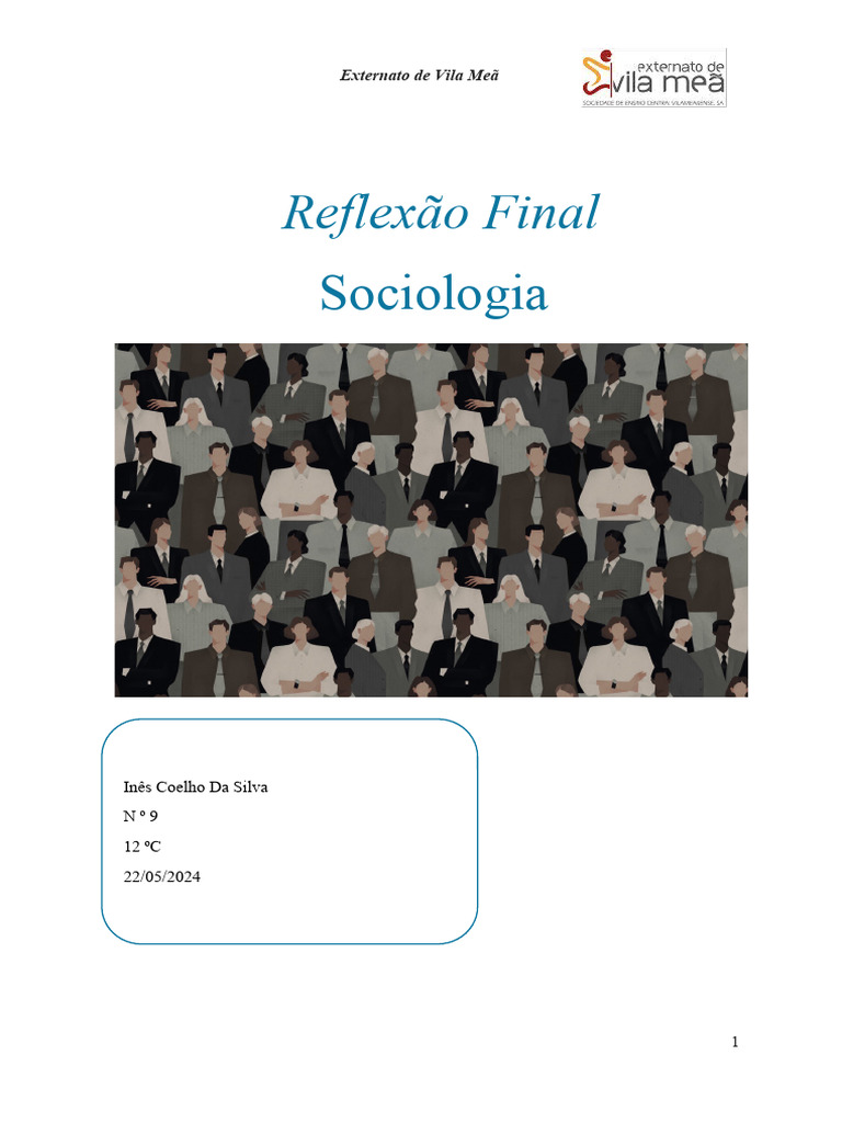 Reflexão Final Sociologia | PDF | Sociologia | Ciências Sociais