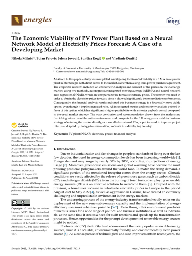 The Economic Viability of PV Power Plant Based On | PDF ...