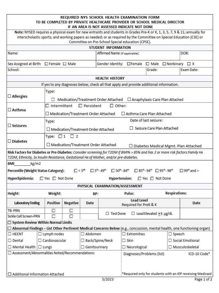 Health Exam Form | PDF | Prediabetes | Diabetes