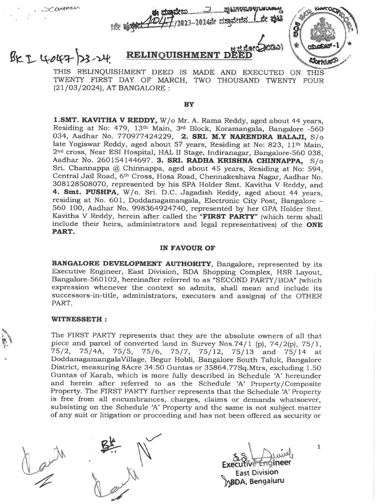 Relinquishment Deed Doc No 4047202324 | PDF