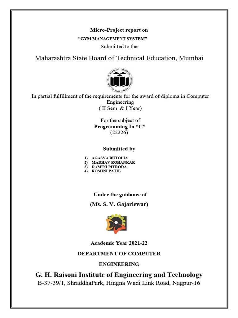 5th Group Pci Microproject | PDF | Software | Diploma