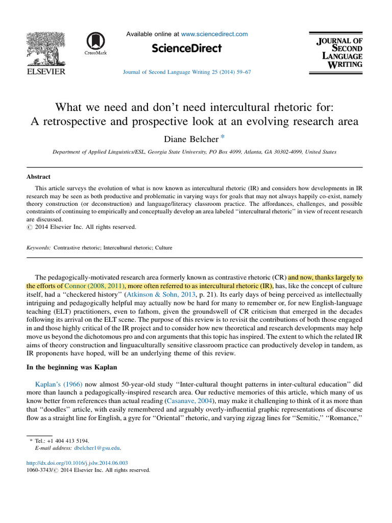 What We Need and Don't Need Intercultural Rhetoric For: A Retrospective ...