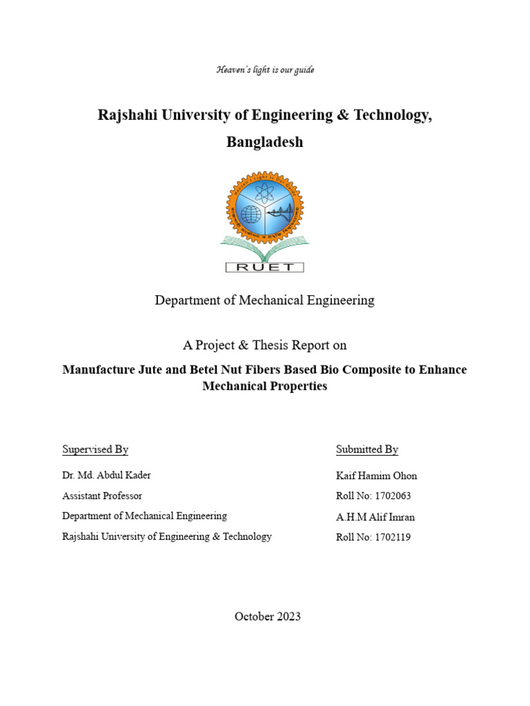 Rajshahi University of Engineering & Technology, Bangladesh | PDF | Composite Material | Textiles