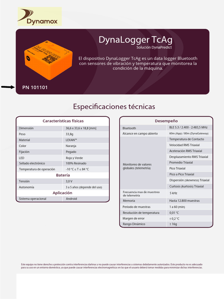 Ficha Técnica-Dynalogger TcAg 101101 | PDF | Ingeniería Informática ...