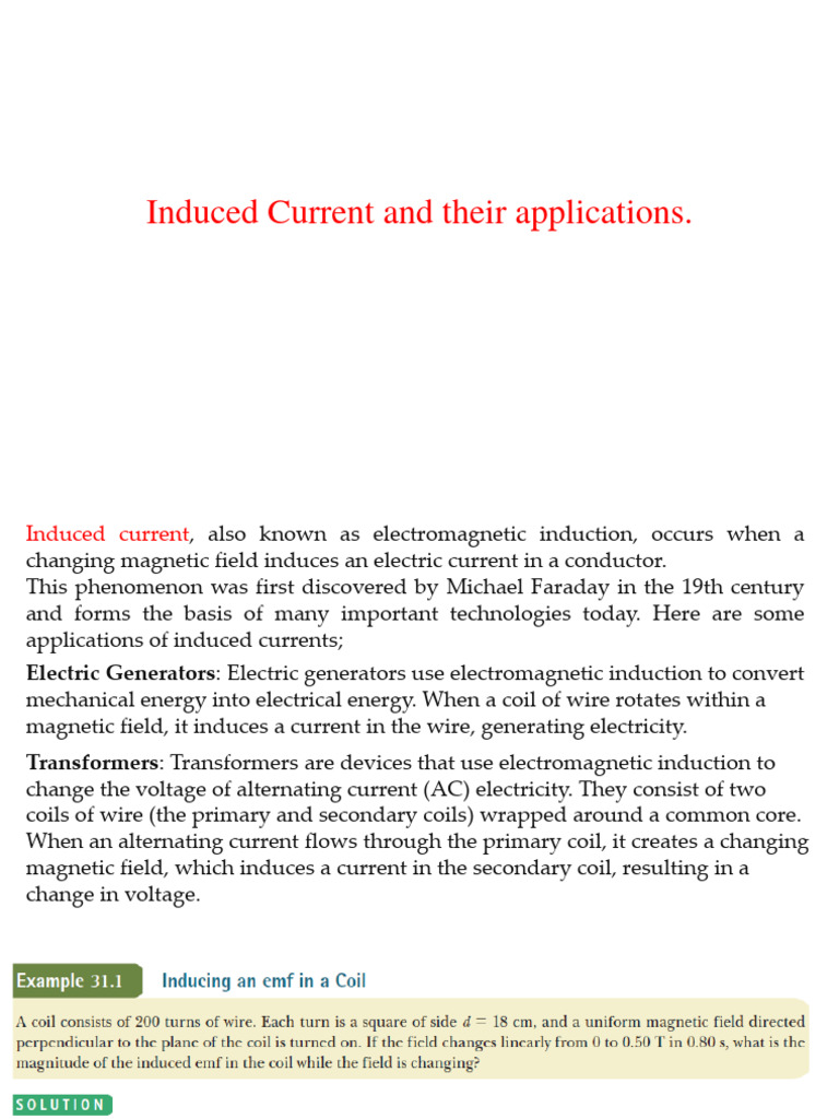 Induced Current and Their Applications | PDF | Electromagnetic ...