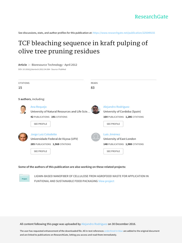 TCF Bleaching Sequence in Kraft Pulping of Olive Tree Pruning Residues ...