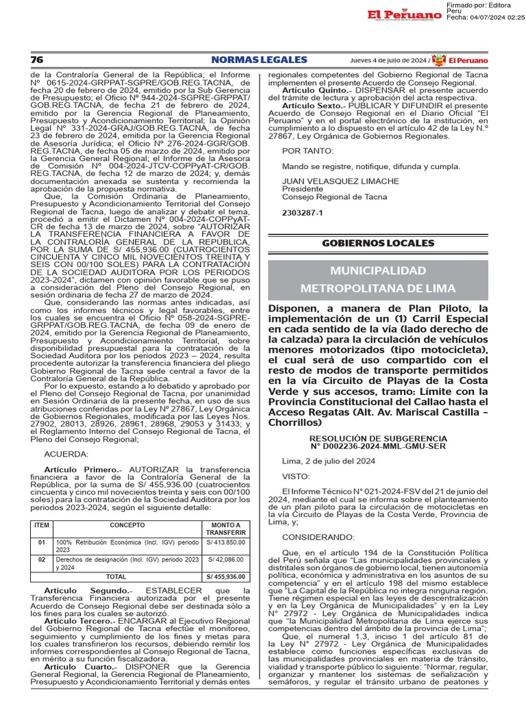 Plan Piloto | PDF | Tráfico | Lima